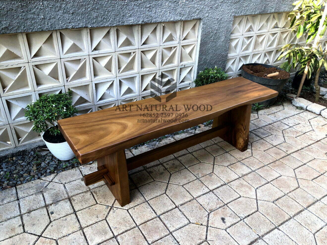 BANGKU PANJANG KAYU SOLID TREMBESI- ART NATURAL WOOD