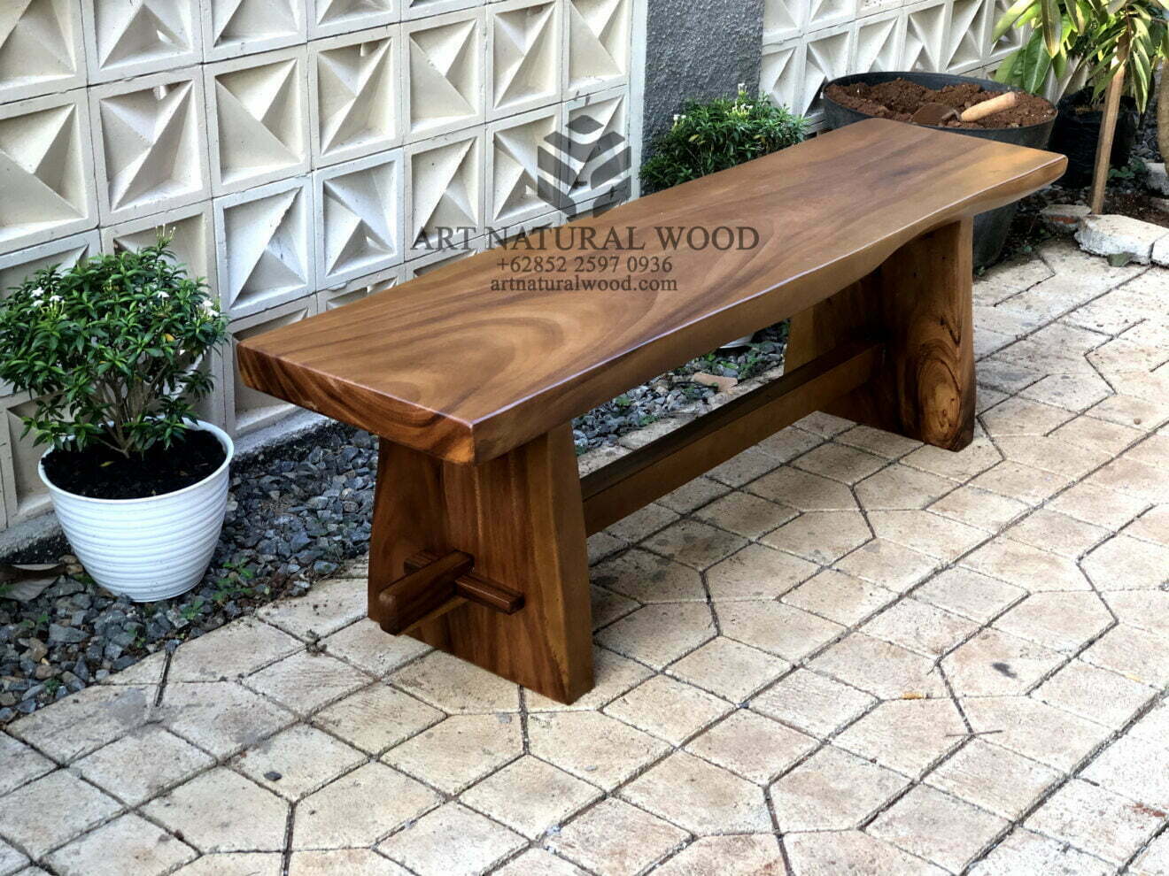 BANGKU PANJANG KAYU SOLID TREMBESI- ART NATURAL WOOD