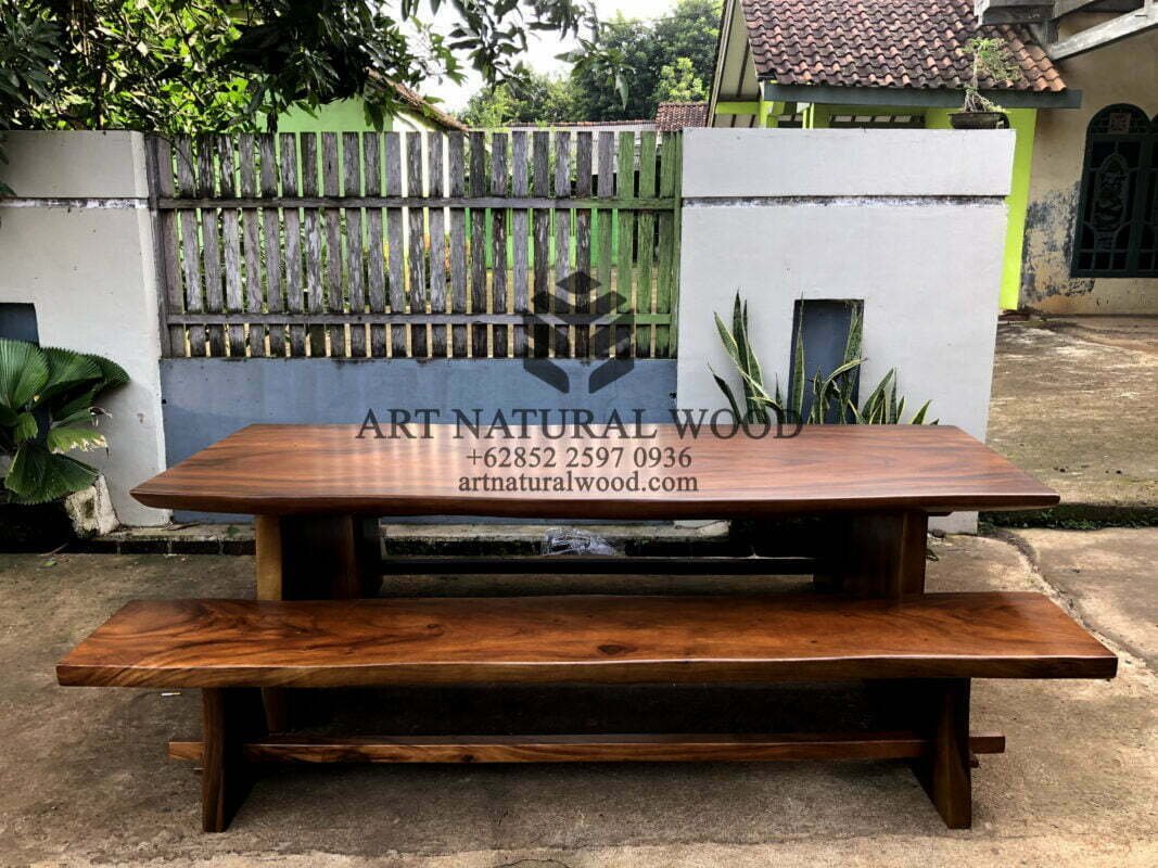 MEJA BANGKU CAFE KAYU UTUH - ART NATURAL WOOD