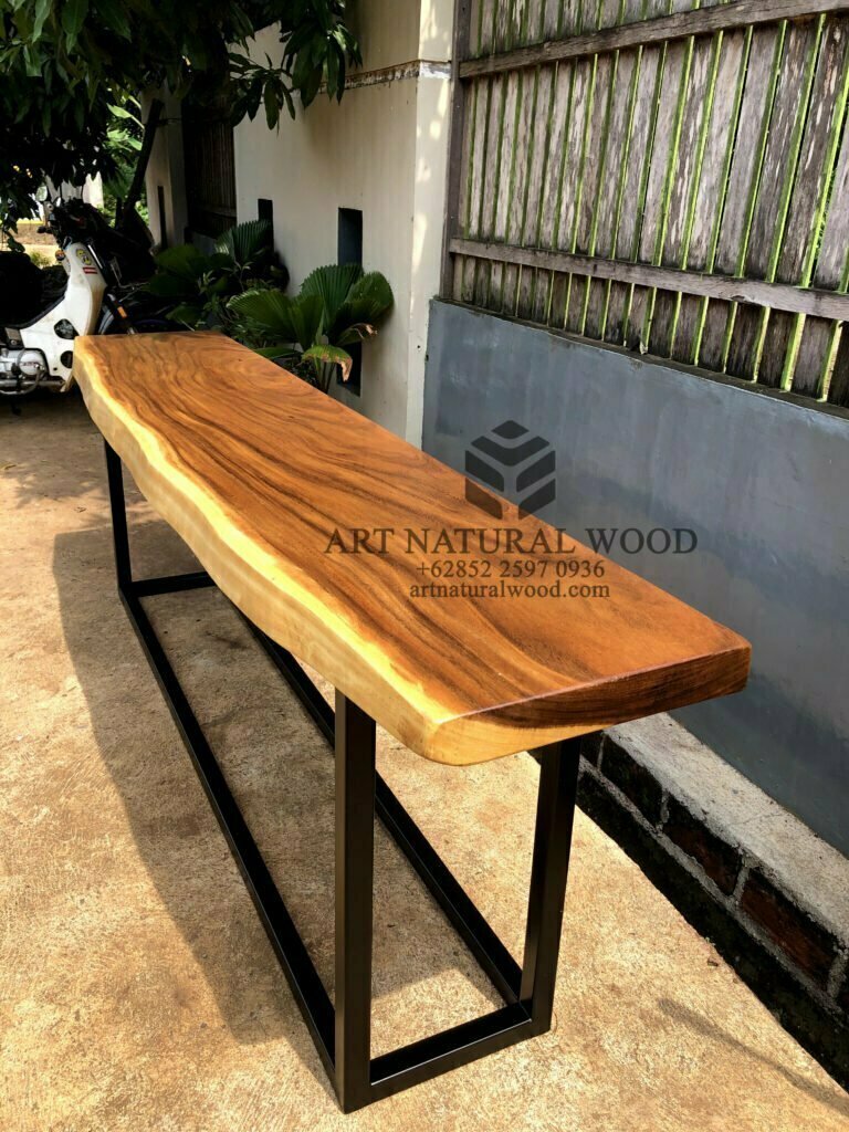 MEJA BAR INDUSTRIAL KAYU SOLID TREMBESI- ART NATURAL WOOD
