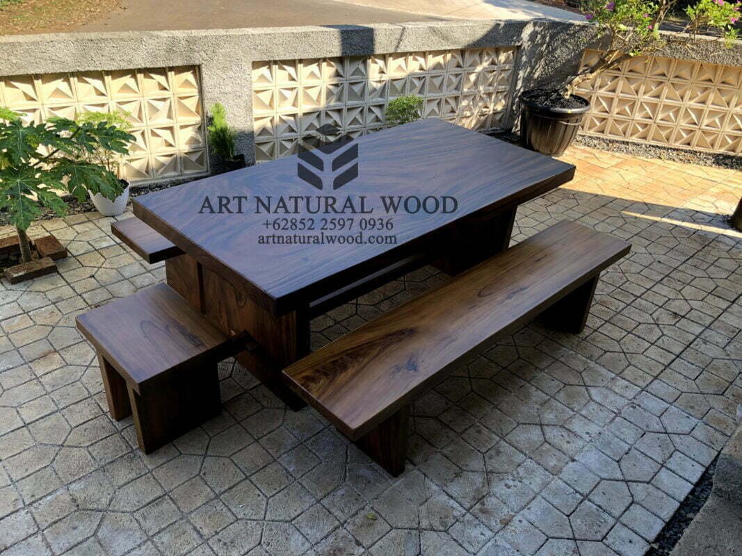 Meja Bangku Cafe Kayu Solid - Art Natural Wood