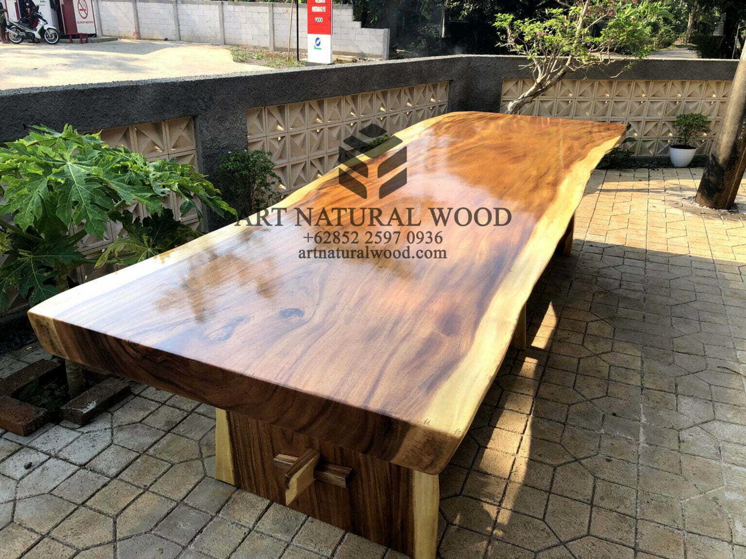 MEJA RAPAT KAYU UTUH TREMBESI BESAR - ART NATURAL WOOD