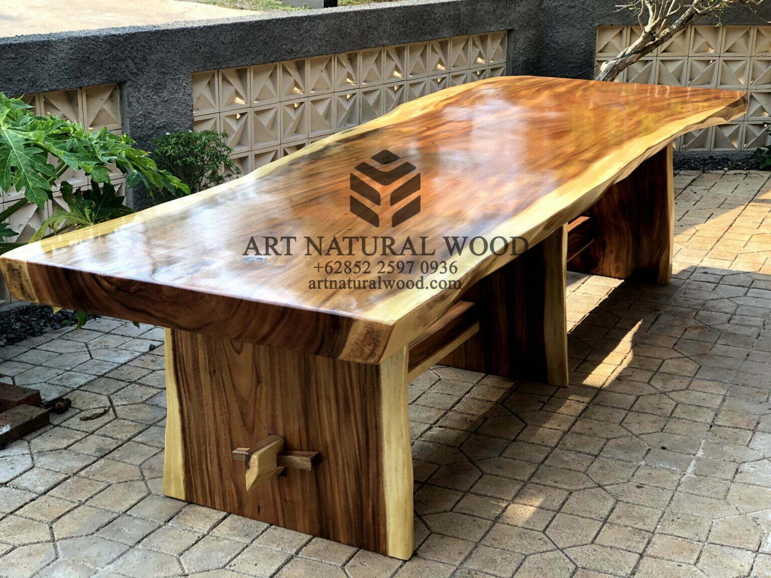 MEJA RAPAT KAYU UTUH TREMBESI BESAR - ART NATURAL WOOD