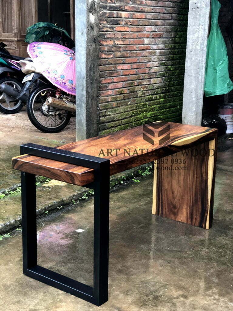 MEJA KERJA INDUSTRIAL KAYU TREMBESI SOLID - ART NATURAL WOOD