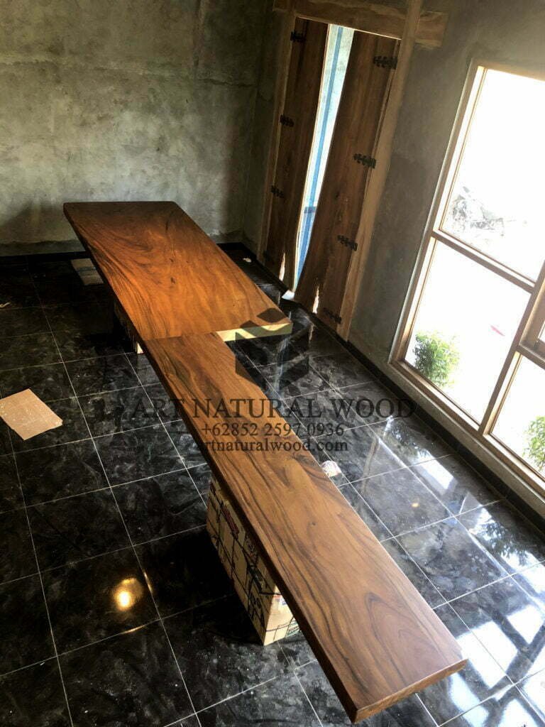 MEJA DAPUR KAYU MINIMALIS PANJANG - NATURAL WOOD