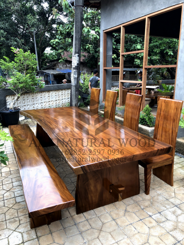 MEJA MAKAN KAYU TREMBESI PANJANG - ART NATURAL WOOD
