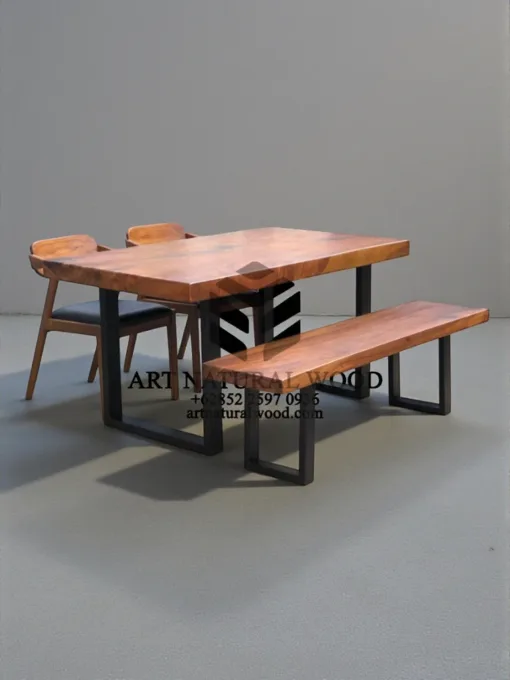 Meja Cafe Minimalis Kayu Besar - Art Natural Wood
