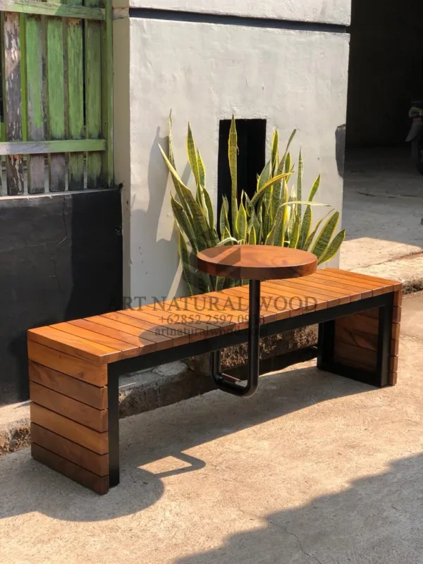 Bangku Cafe Minimalis Kayu Trembesi - Art Natural Wood