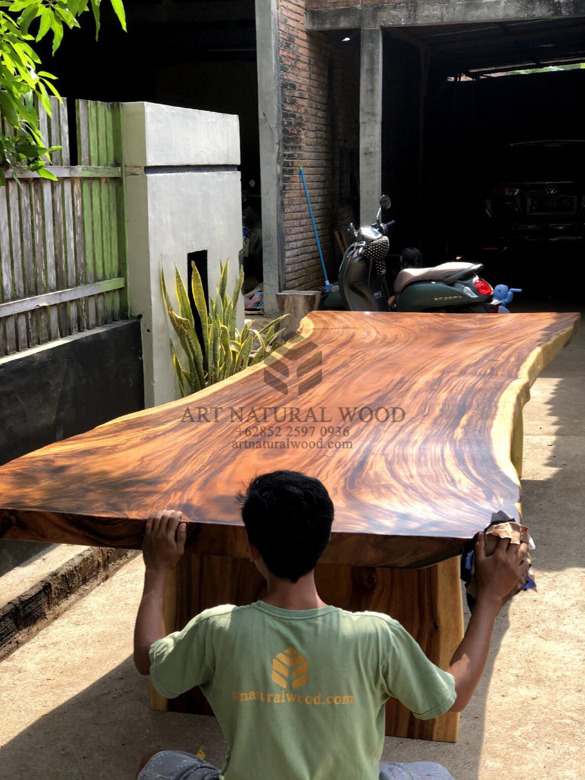 Meja Meeting Kantor Kayu Besar 4 Meter - Art Natural Wood