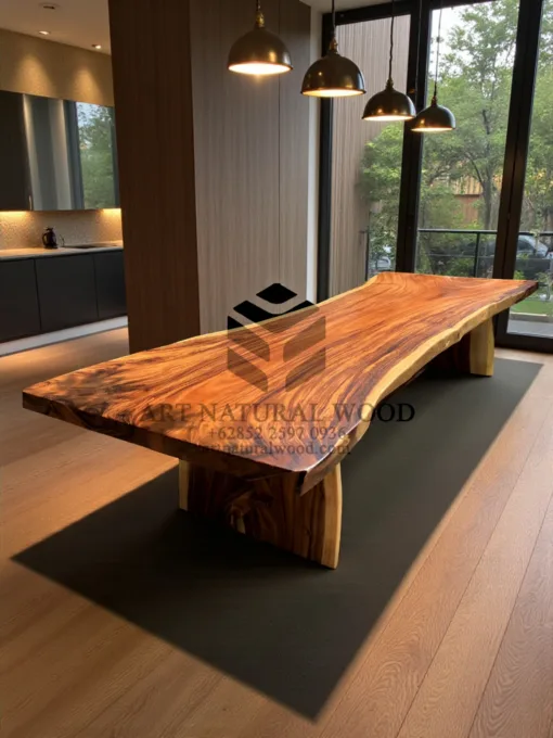 Meja Meeting Kantor Kayu Besar 4 Meter - Art Natural Wood