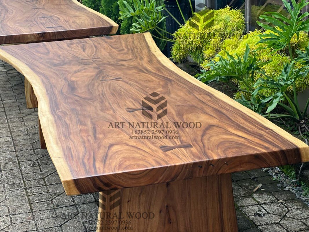Meja Makan Kayu Besar Alami Minimalis - Art Natural Wood