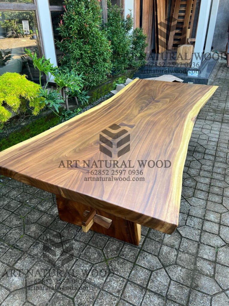 Meja Makan Kayu Besar Alami Minimalis - Art Natural Wood