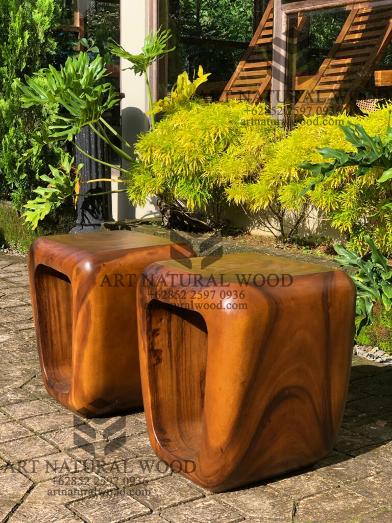 Stool Lubang Kayu Trembesi Solid - Art Natural Wood