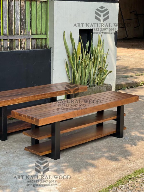Bangku Rak Sepatu Minimalis Kayu Trembesi Solid