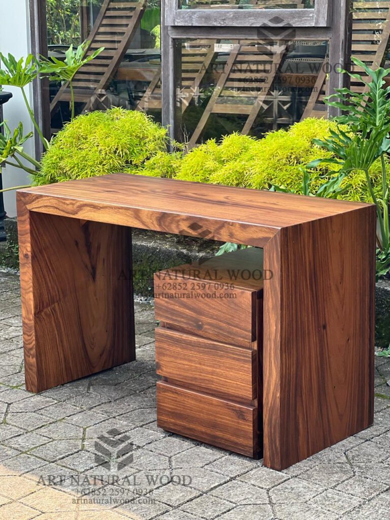 Meja Komputer Kayu Solid Minimalis Modern - Art Natural Wood