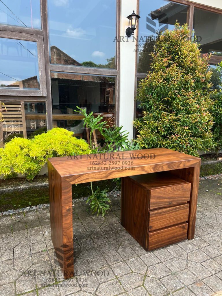 Meja Komputer Kayu Solid Minimalis Modern - Art Natural Wood