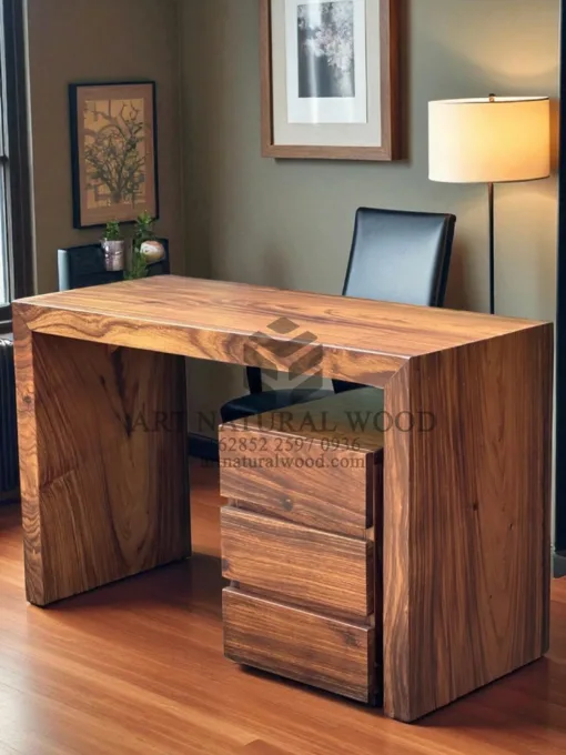 Meja Komputer Kayu Solid Minimalis Modern - Art Natural Wood