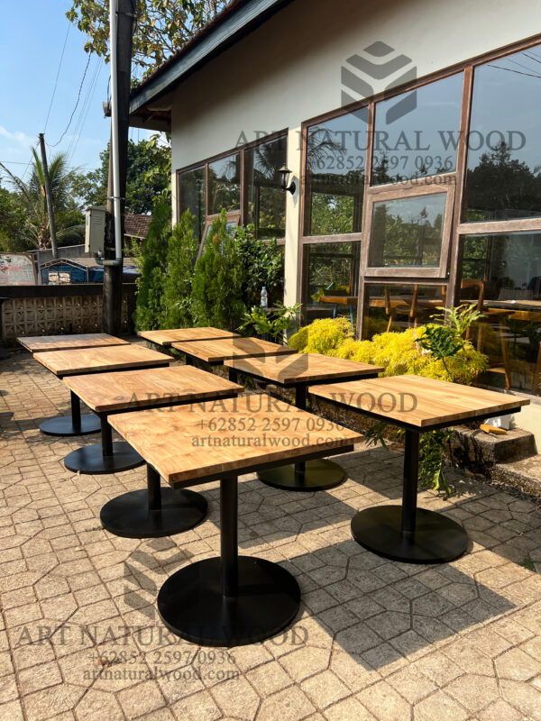 Meja Cafe Industrial Minimalis Persegi - Art Natural Wood