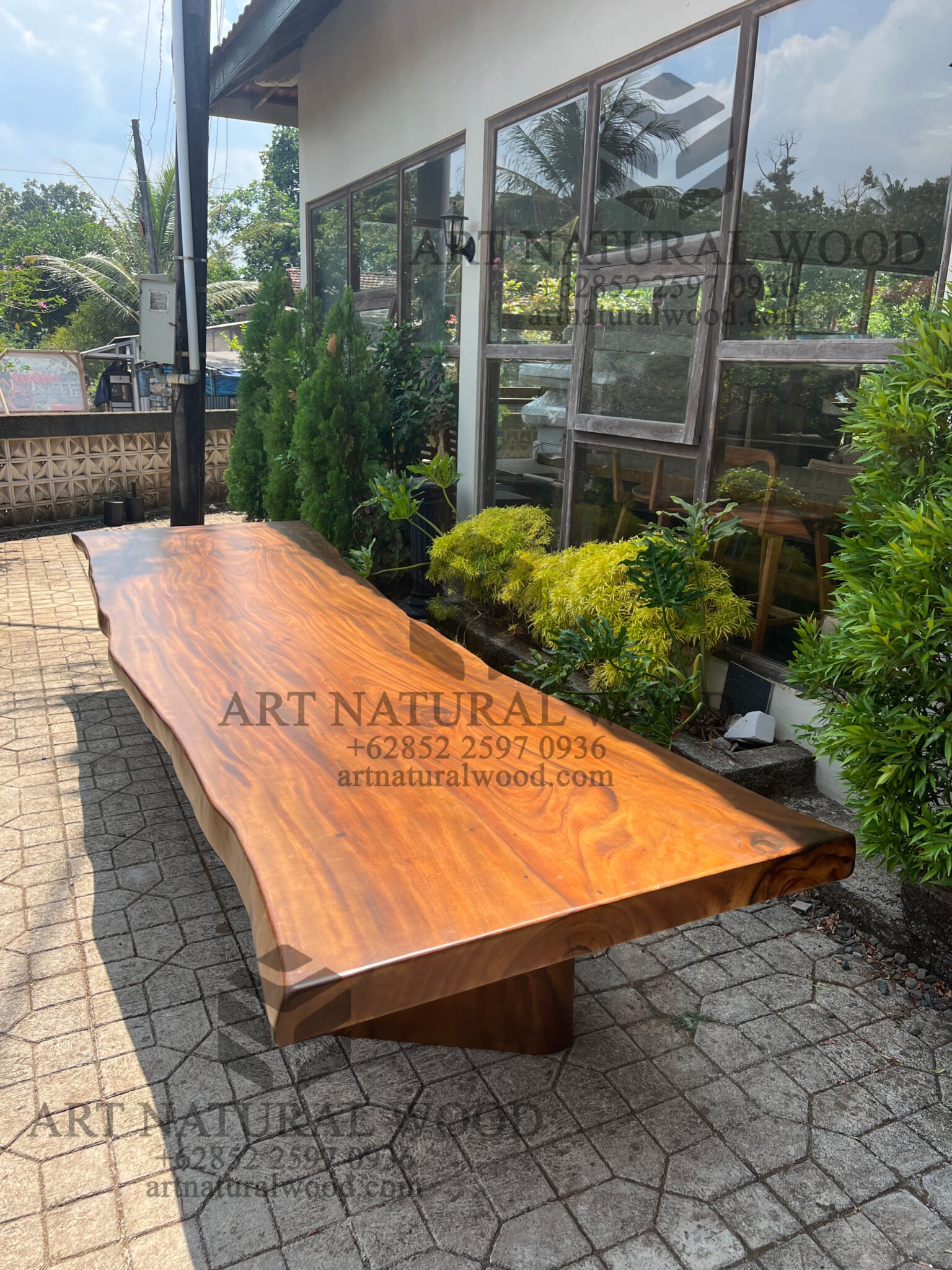Meja Rapat Kantor Kayu Solid Trembesi - Art Natural Wood